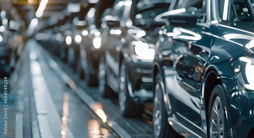 Vidéo Stock Busy factory assembly line producing modern cars using mass ...