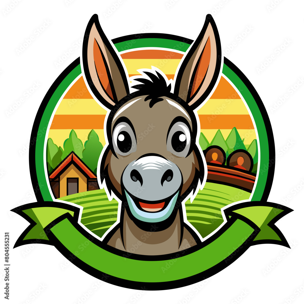 funny donkey farm logo vector art illustration Stock Vector | Adobe Stock