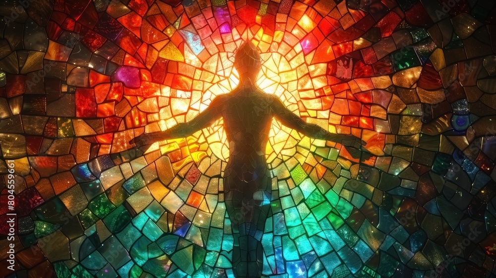 Human Figure Radiating Fractal Light - Ethereal Symbol of Inner Energy ...