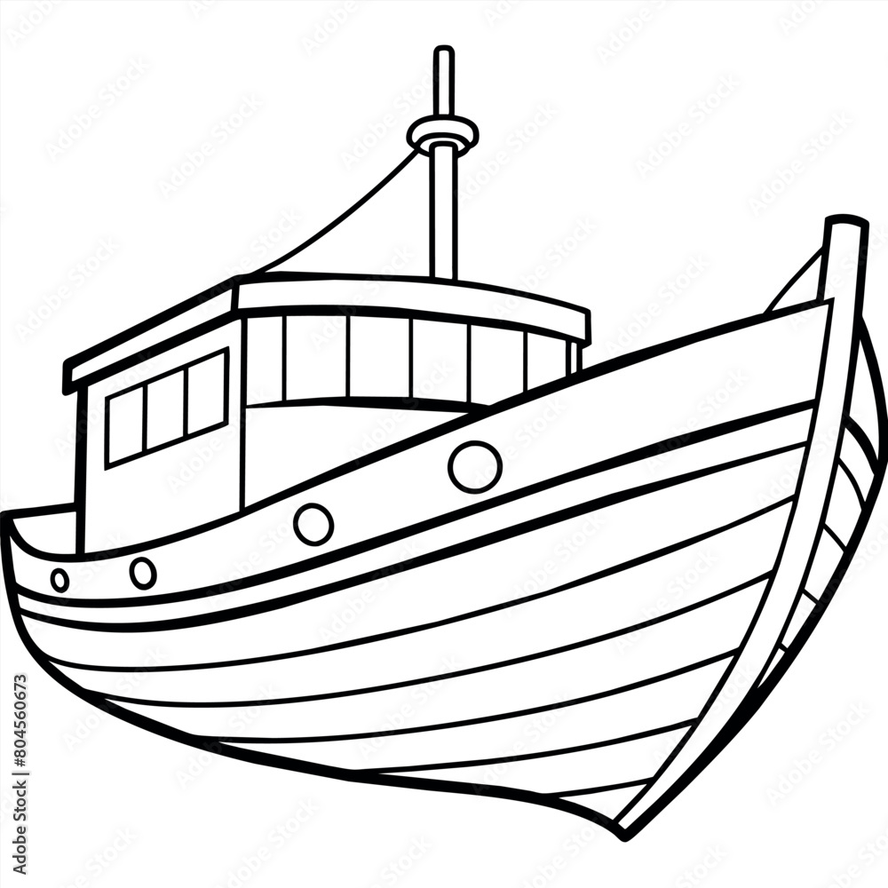 boat outline illustration digital coloring book page line art drawing ...