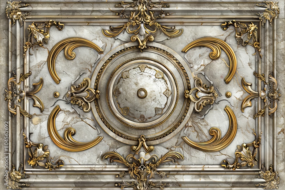 Lavish antique baroque, barocco ornate marble ceiling frame non linear ...