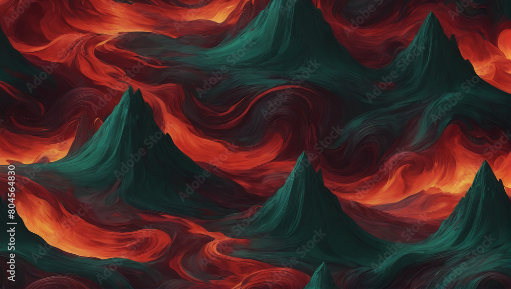 Visuals of liquid magma in shades of fiery scarlet, moonlit silver, and ...
