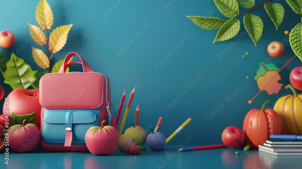 3D rendering of back to school education banner background Welcome Back ...