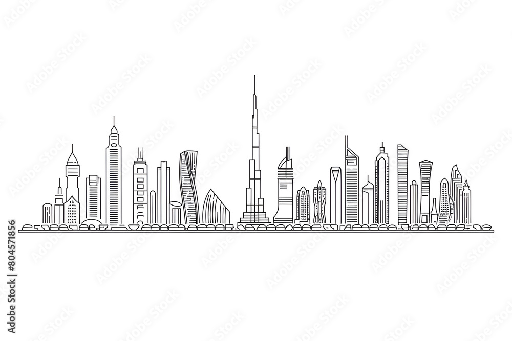 Dubai line art vector city skyline Stock Illustration | Adobe Stock