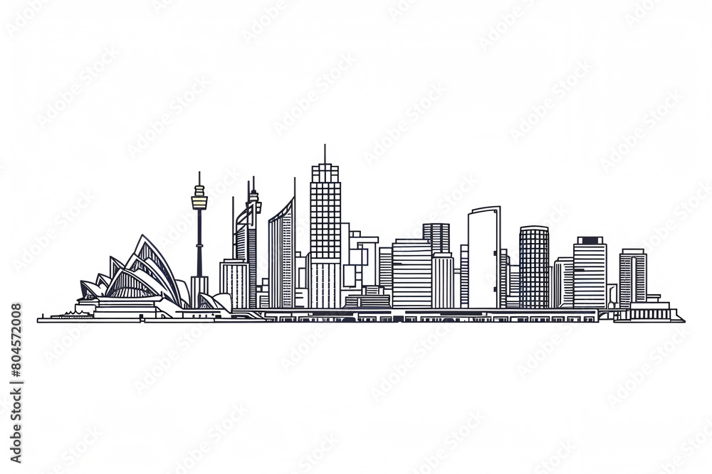 Sydney line art vector skyline Stock Illustration | Adobe Stock