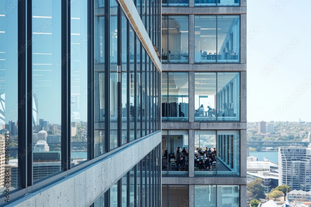 A photo of the facade of an office building in Sydney, Australia with ...