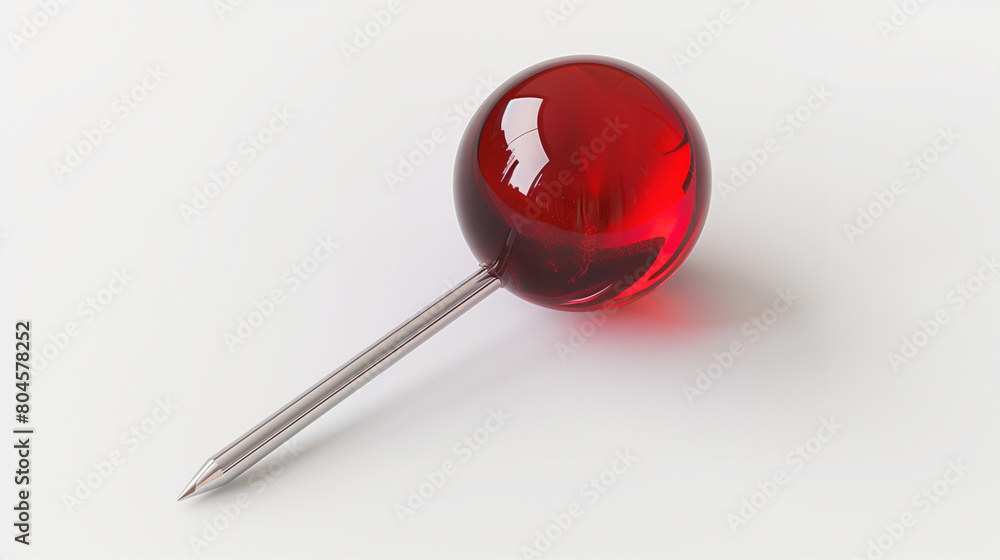 Red pins. Isolated pin pushpin thumbtack small plastic shadow. push pin ...