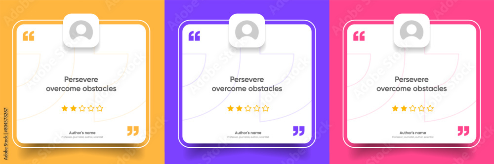 3D bubble testimonial banner, quote, infographic. Social media post ...