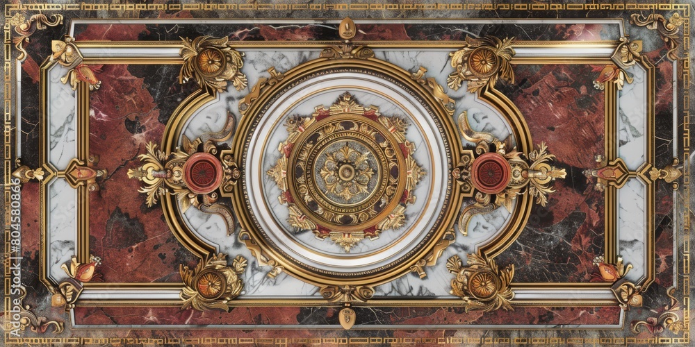Lavish antique baroque, barocco ornate marble ceiling frame non linear ...
