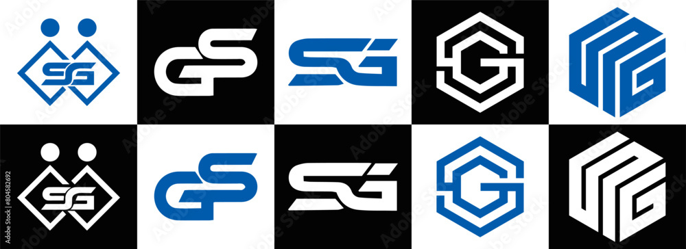 SG logo. S G design. White SG letter. SG, S G letter logo design ...
