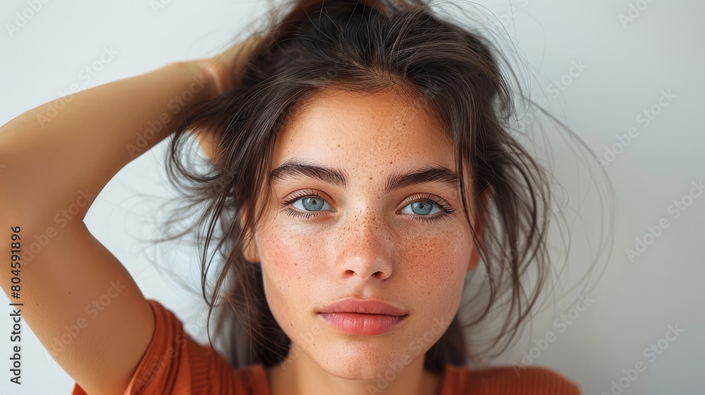 Female feeling dizzy in flat design on white background. Female feeling ...