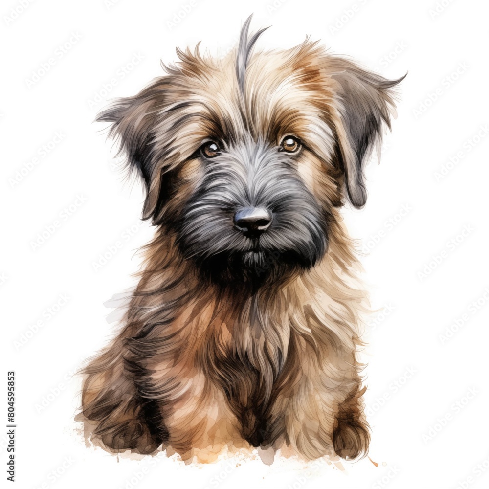 Briard dog. Puppy dog. Berger de Brie clipart. Watercolor illustration ...