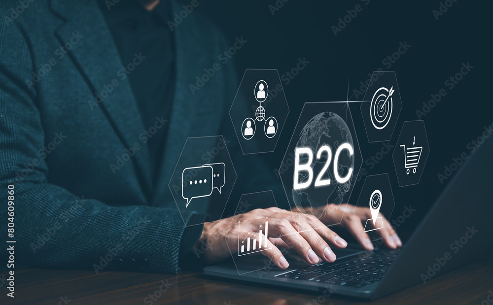 B2C (business-to-customer) digital marketing strategy concept ...