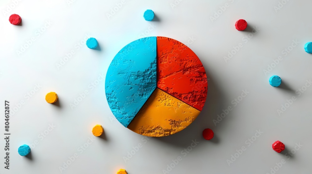 Minimalist pie chart with various consumer icons, symbolizing ...