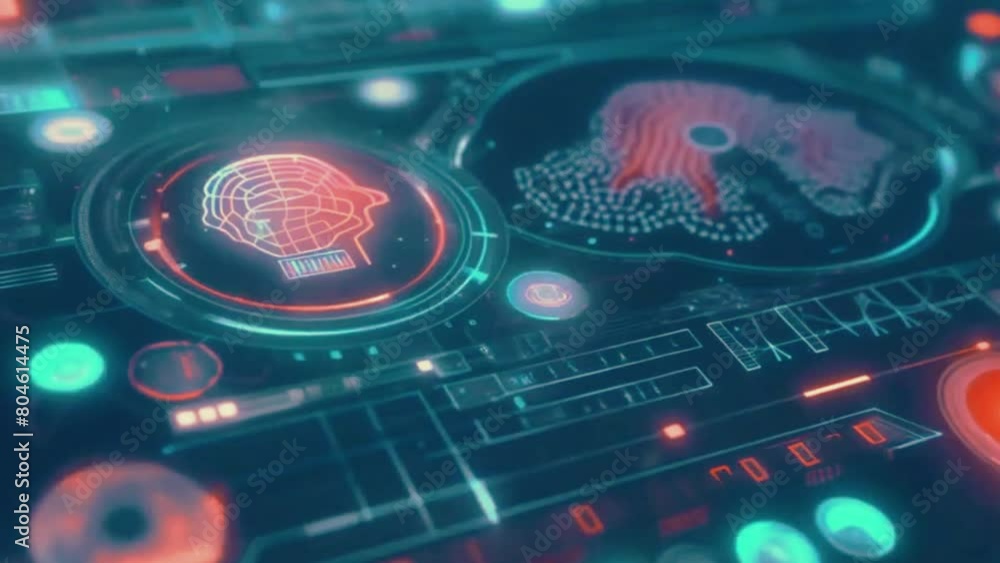 Futuristic AI interface showcasing machine learning algorithms and data ...