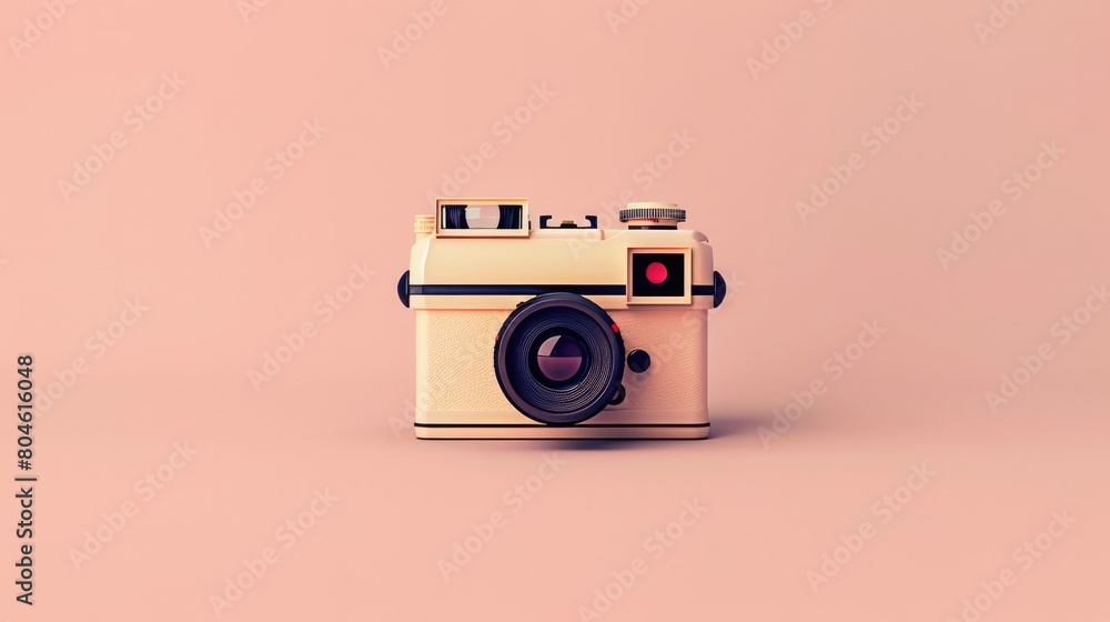 Vintage analog camera with clean lines and retro color palette ...