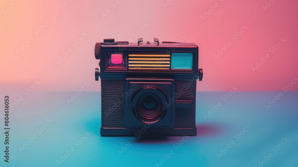 Vintage analog camera with clean lines and retro color palette ...