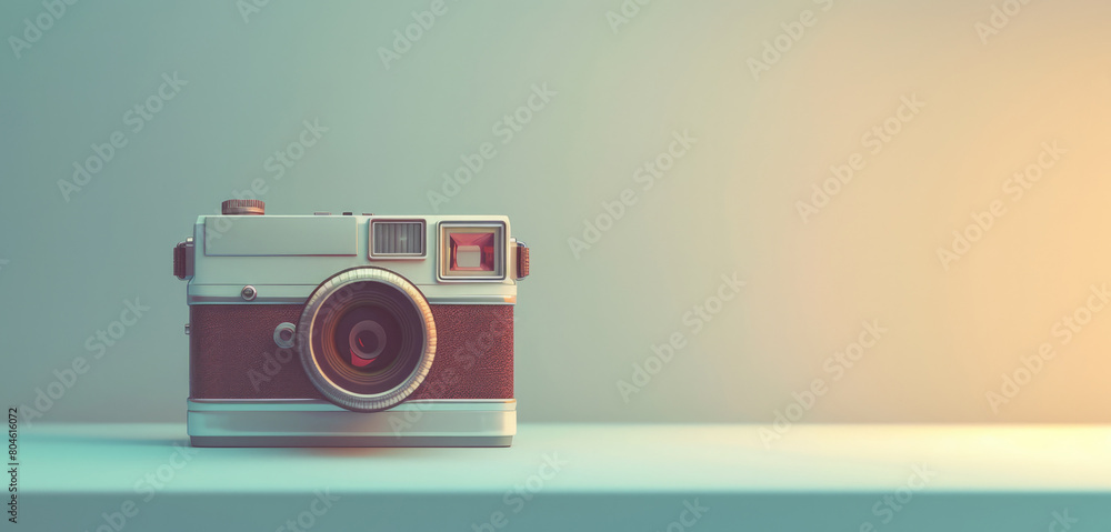 Vintage analog camera with clean lines and retro color palette ...