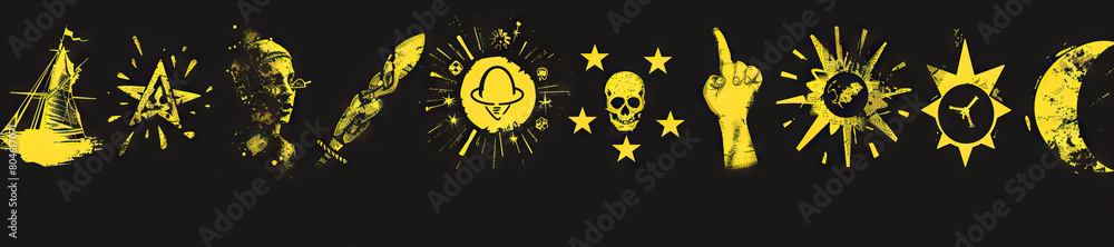 Revolutionary Symbols (Yellow): Symbolizes the symbols, slogans, and ...