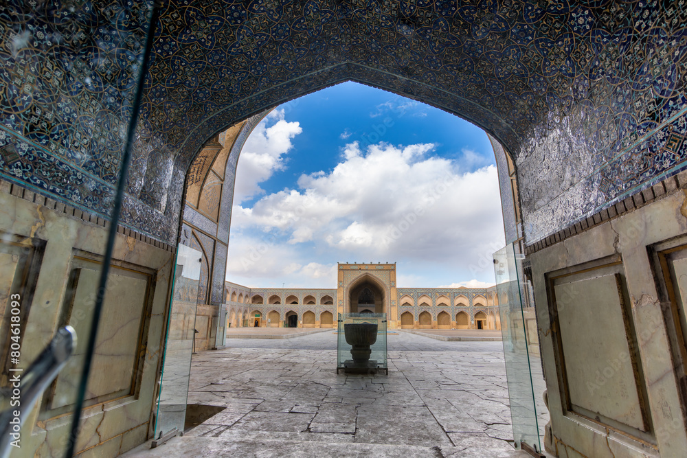Interior view of Jammeh Mosque showing intricate geometric patterns and ...