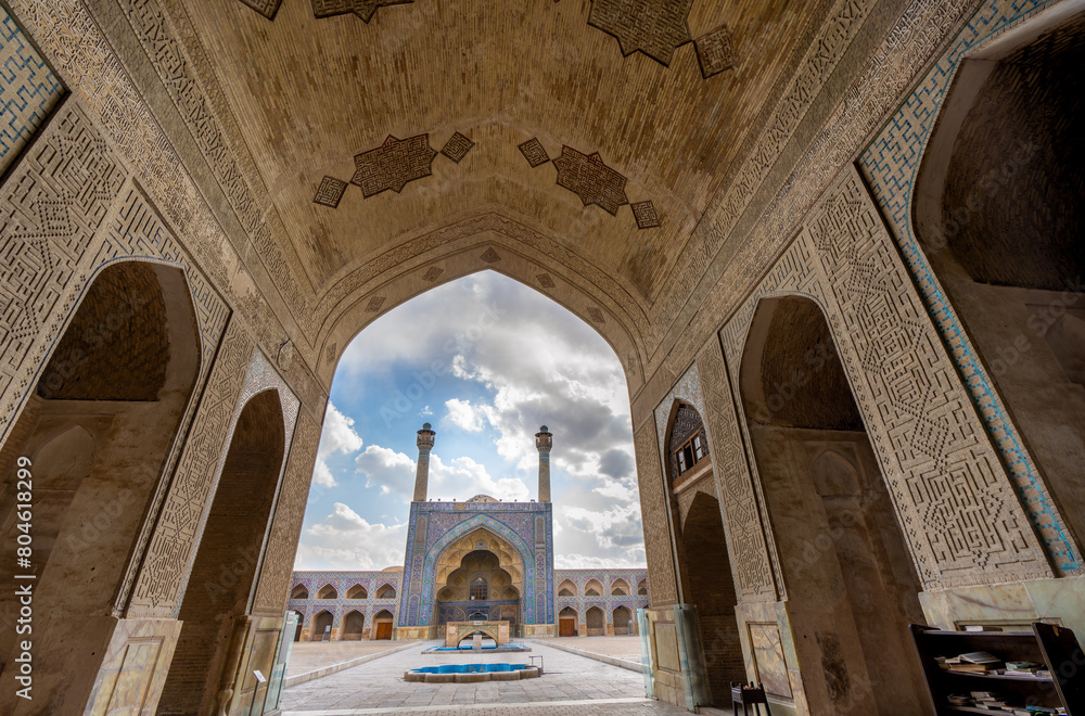 Interior view of Jammeh Mosque showing intricate geometric patterns and ...