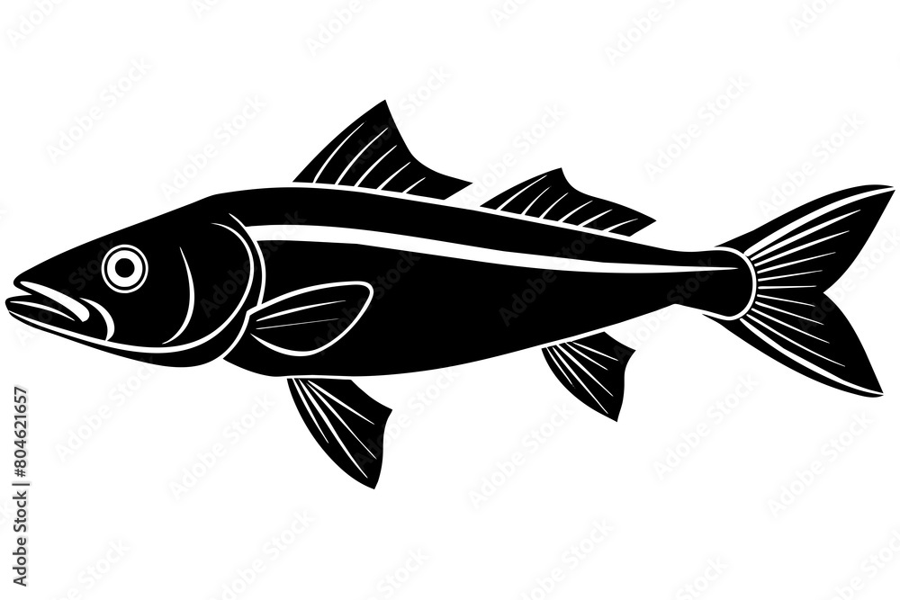 Common snook fish vector silhouette illustration isolated on a white ...