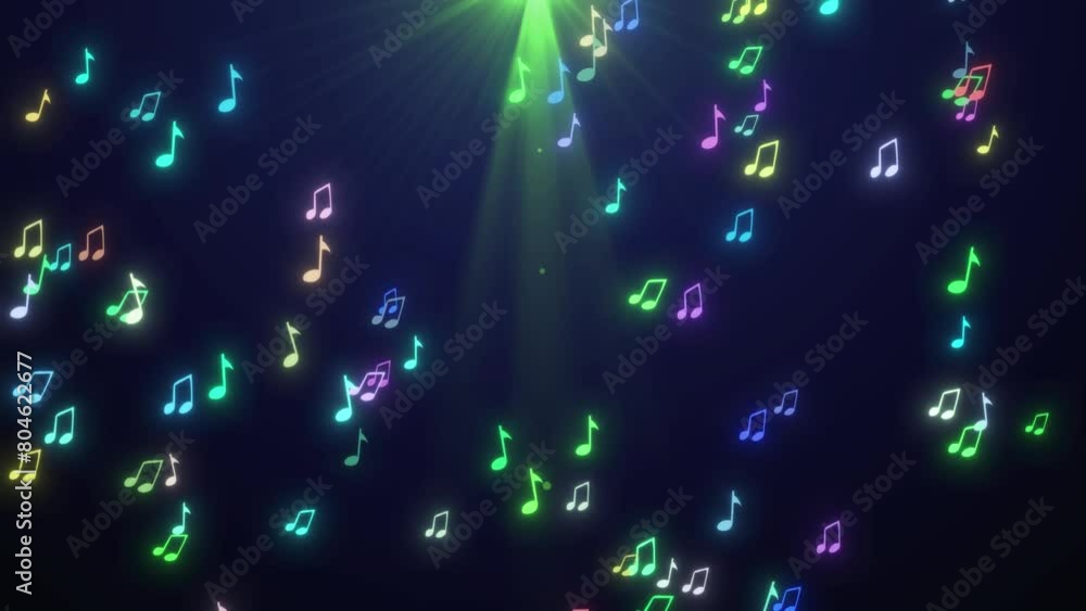 Music Notes Falling With Optical Flare Animation And Color Changing ...