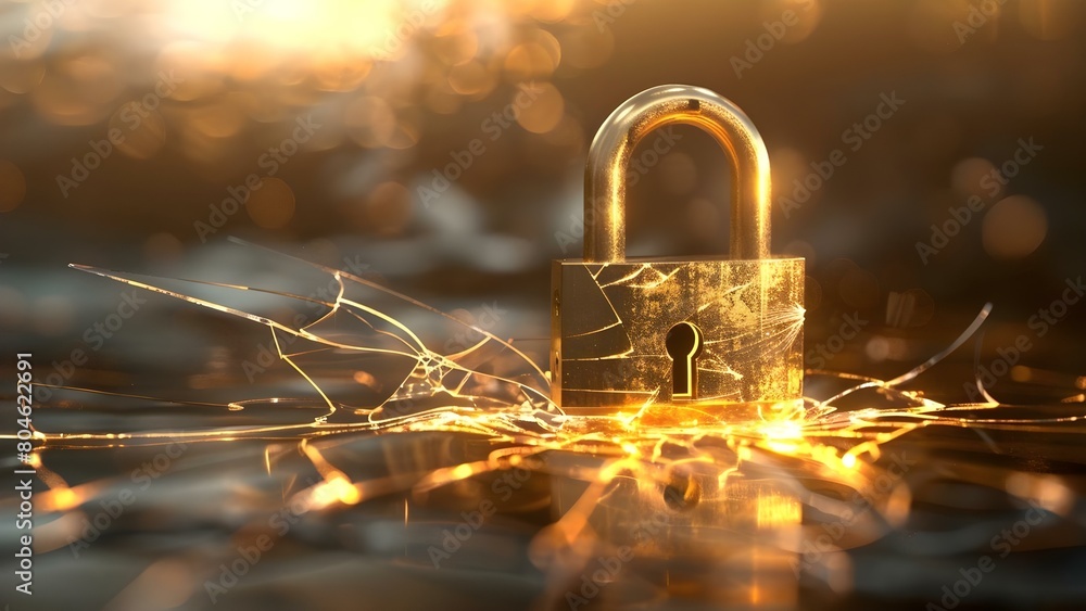 Digital image representing compromised security and vulnerability to ...