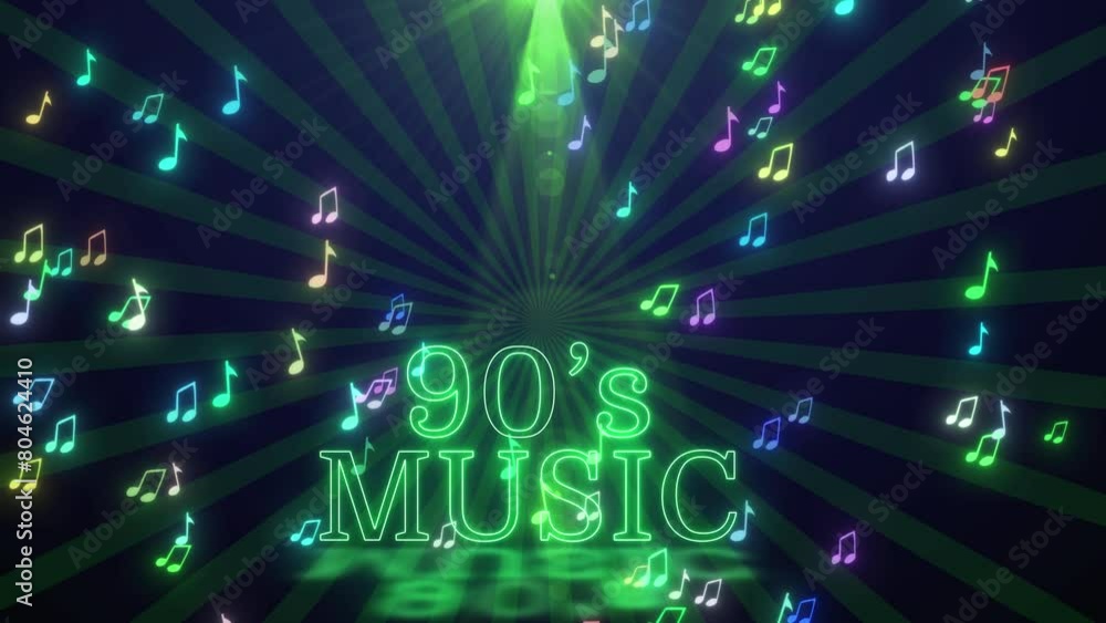 Music Notes Symbol Falling Down Animation 90s Music Audio Dj Party ...