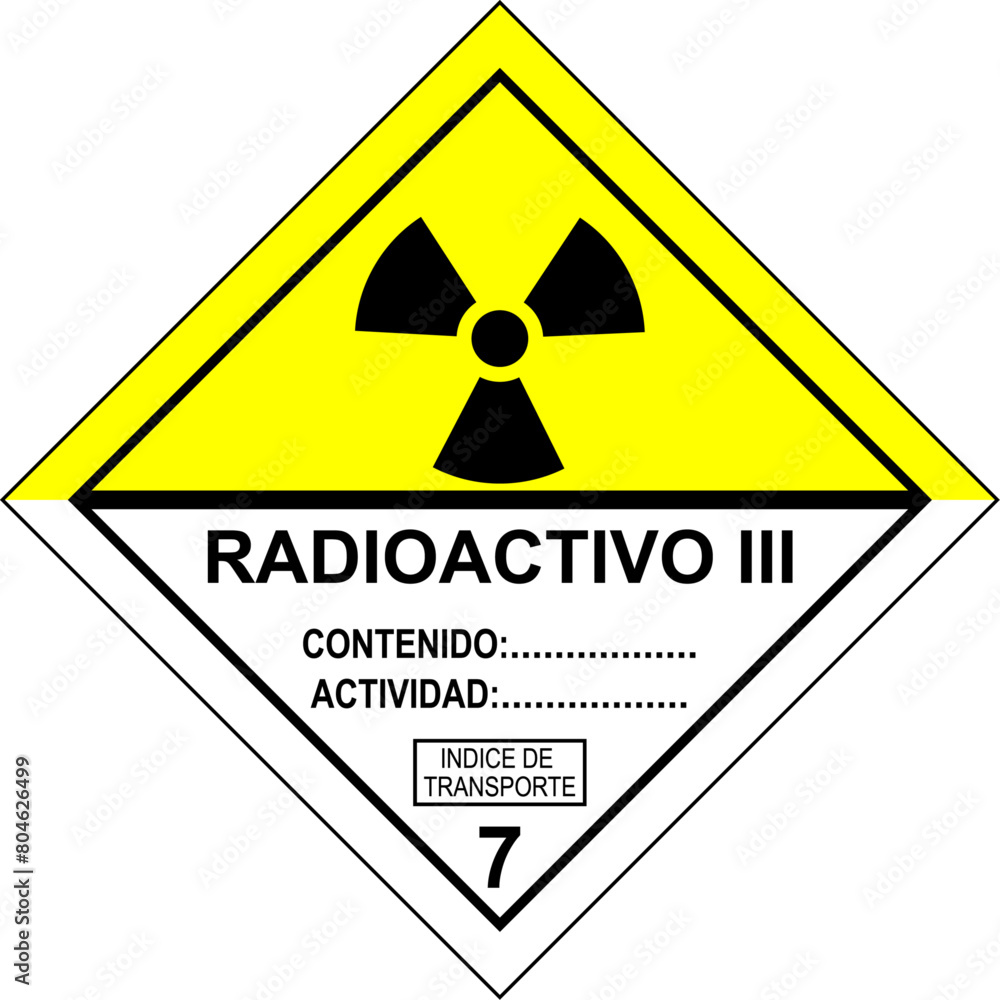 radiactivo 7-3, adr7, radiación, firmar, radiactivo, contenido ...