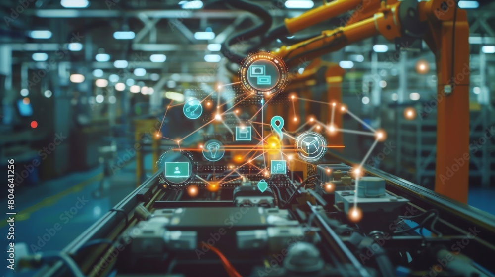 Industry 4.0 concept image. industrial instruments in the factory with ...