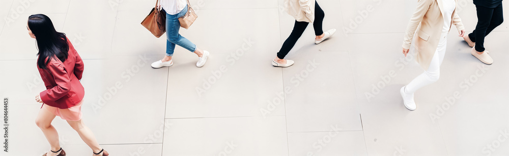 Pedestrians Navigating Urban Environment. Top-down view of people ...