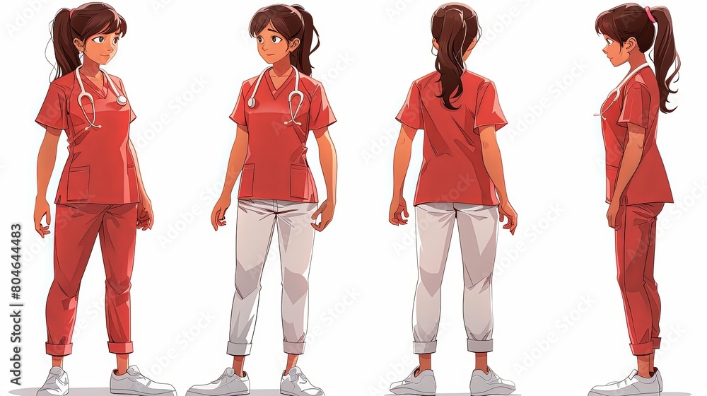 Nurse doctor in uniform collection illustration isolated on white in ...