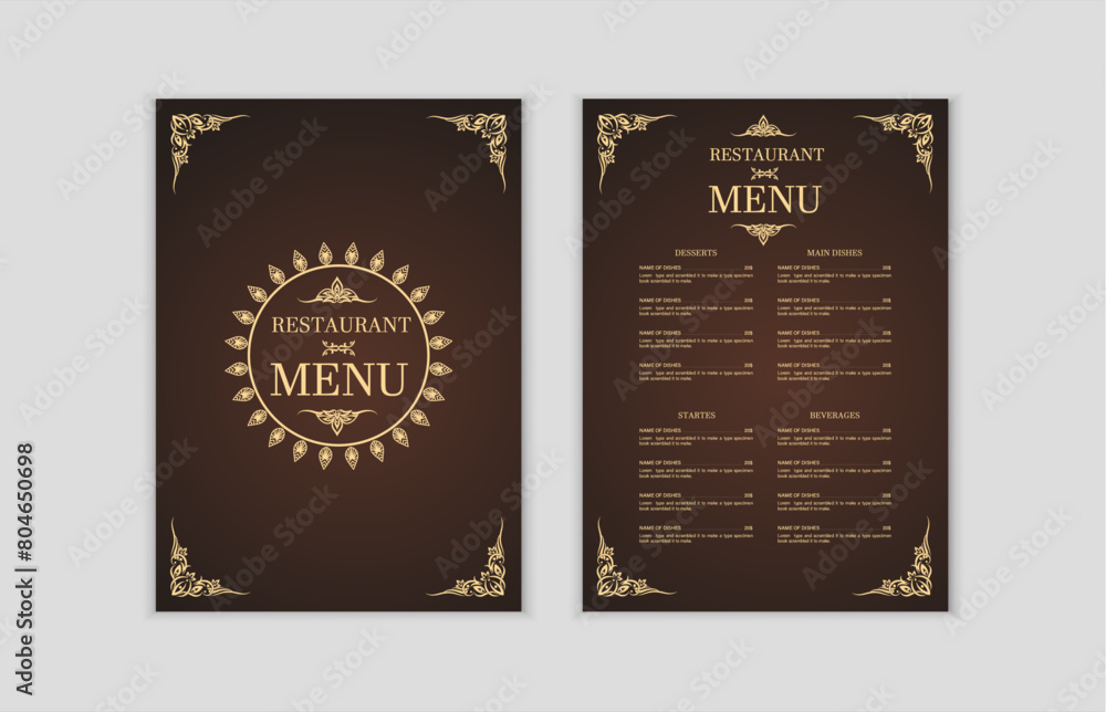 luxury Food Menu Design template Layout for restaurant, Editable Food ...