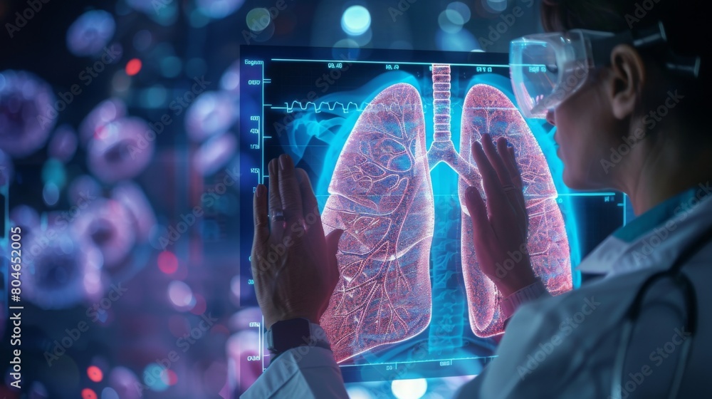 Radiology Doctor working diagnose treatment virtual Human Lungs and ...