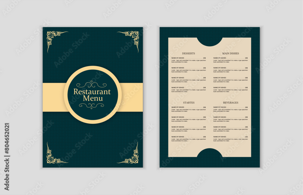 luxury Food Menu Design template Layout for restaurant, Editable Food ...