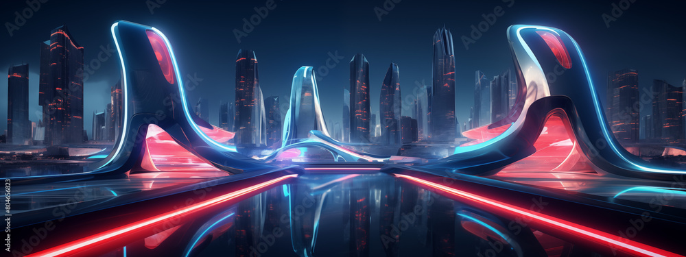 Highlighted by its illuminated facades, this image symbolizes the ...