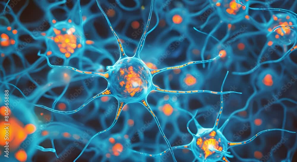 Impulses Neuron cells, nervous system, neural network under a ...