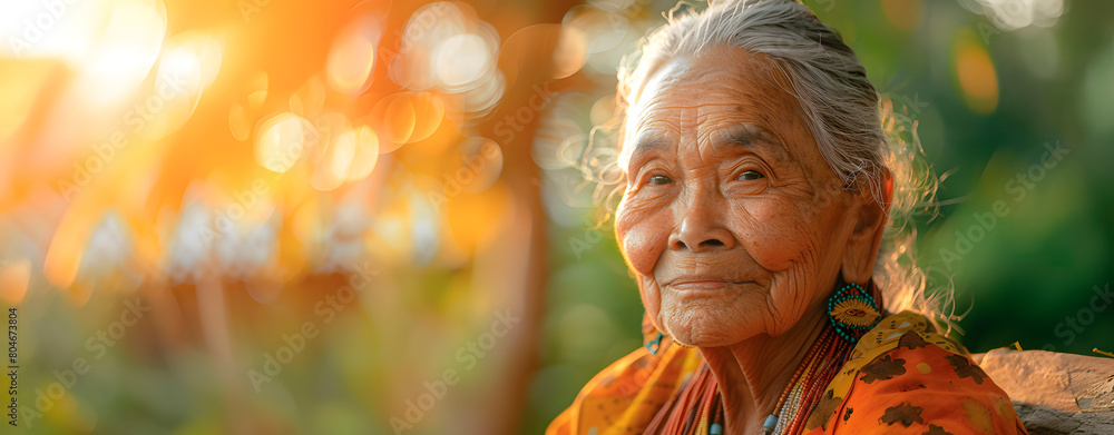 Elderly woman from the tupi ethnic group, who live in several countries ...