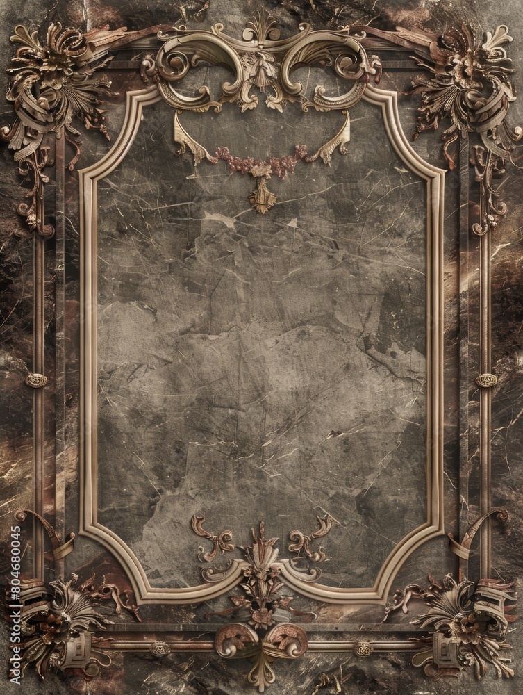 Lavish antique baroque, barocco ornate marble ceiling frame non linear ...