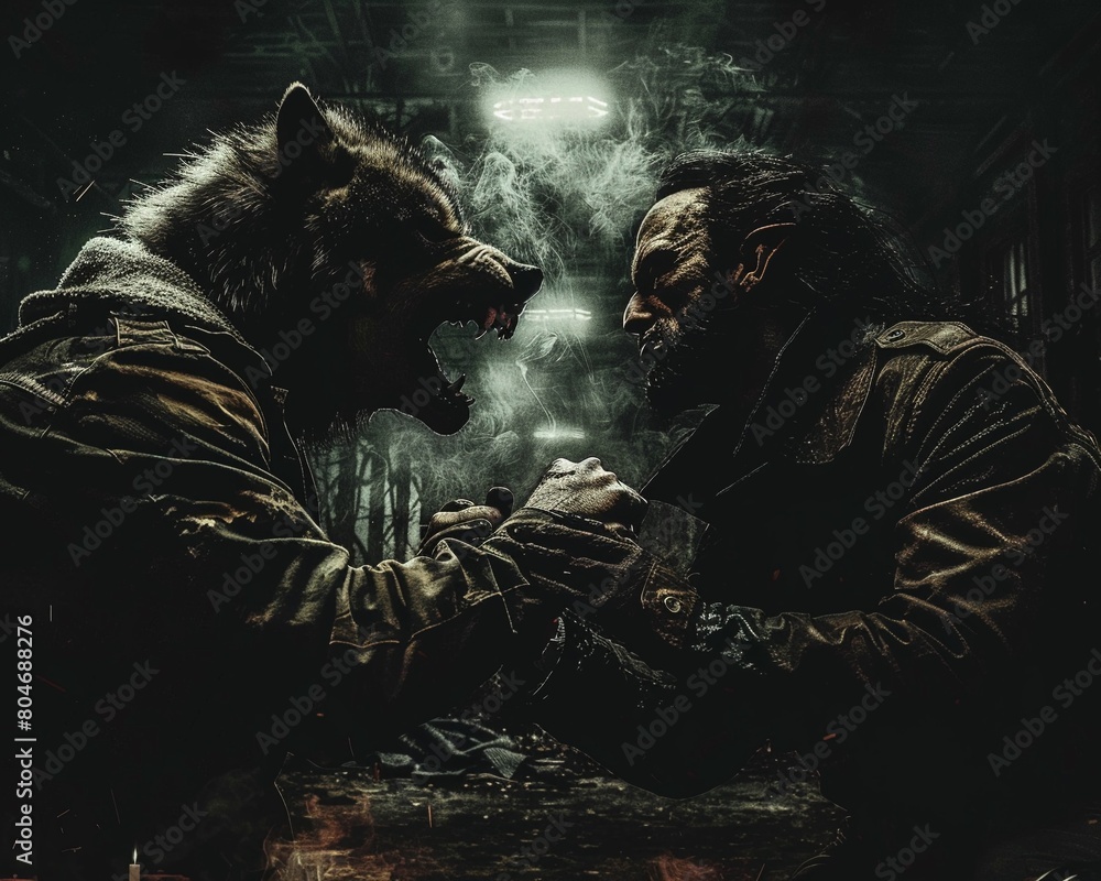 Through skilled brushwork, werewolf vs vampire art illustrates the ...