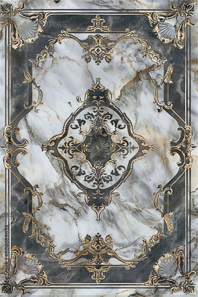 Lavish antique baroque, barocco ornate marble ceiling frame non linear ...