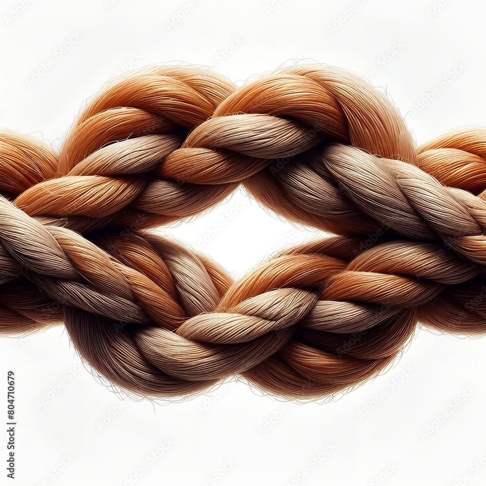 Brown natural rope tied in a knot on a white background, hand-drawn ...