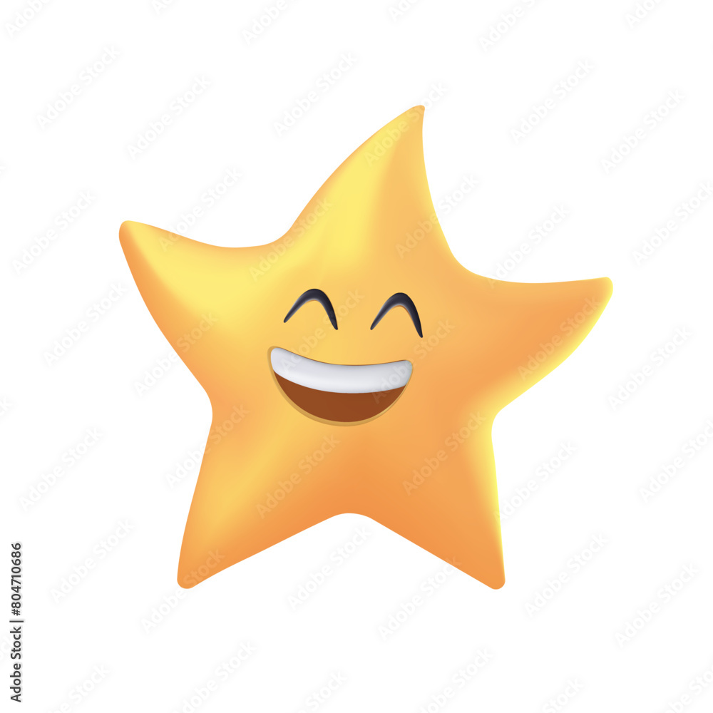 3D Cartoon funny kawaii star character or little twinkle vector ...