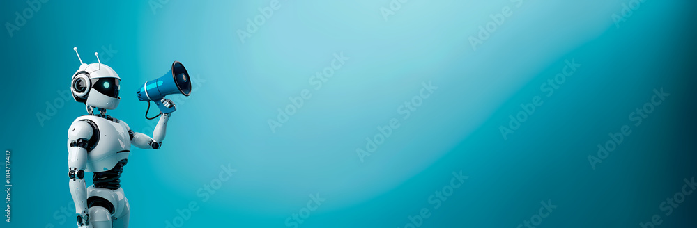 AI-Generated Image of A robot is standing in front of a blue background ...