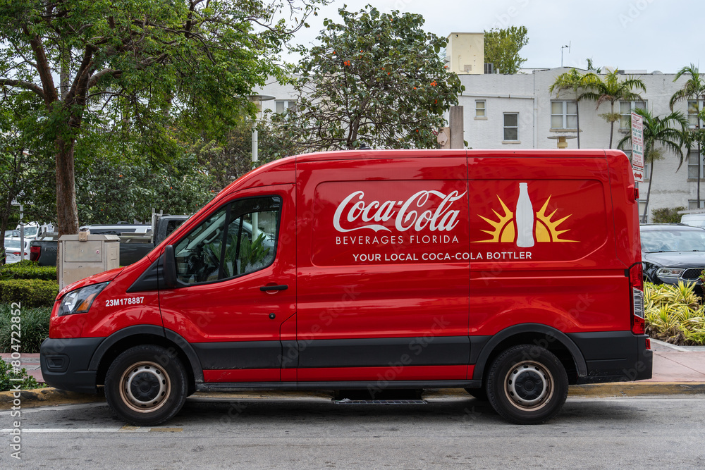 Miami, FL - April 4, 2024: Coca Cola Beverages Florida vehicle. Coke ...