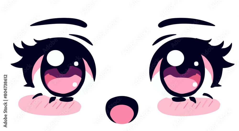 Cute kawaii pink anime eyes with sparkles and long lashes of a manga ...