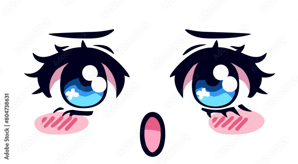 Cute kawaii blue anime eyes with sparkles and long lashes of a manga ...