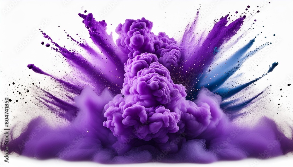 purple explosion isolated on transparent background powder paint effect ...
