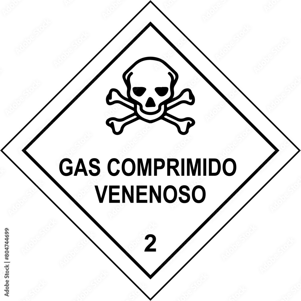 vm2, gas venenoso, 2, gas comprimido venenoso 2, pictograma, vector ...